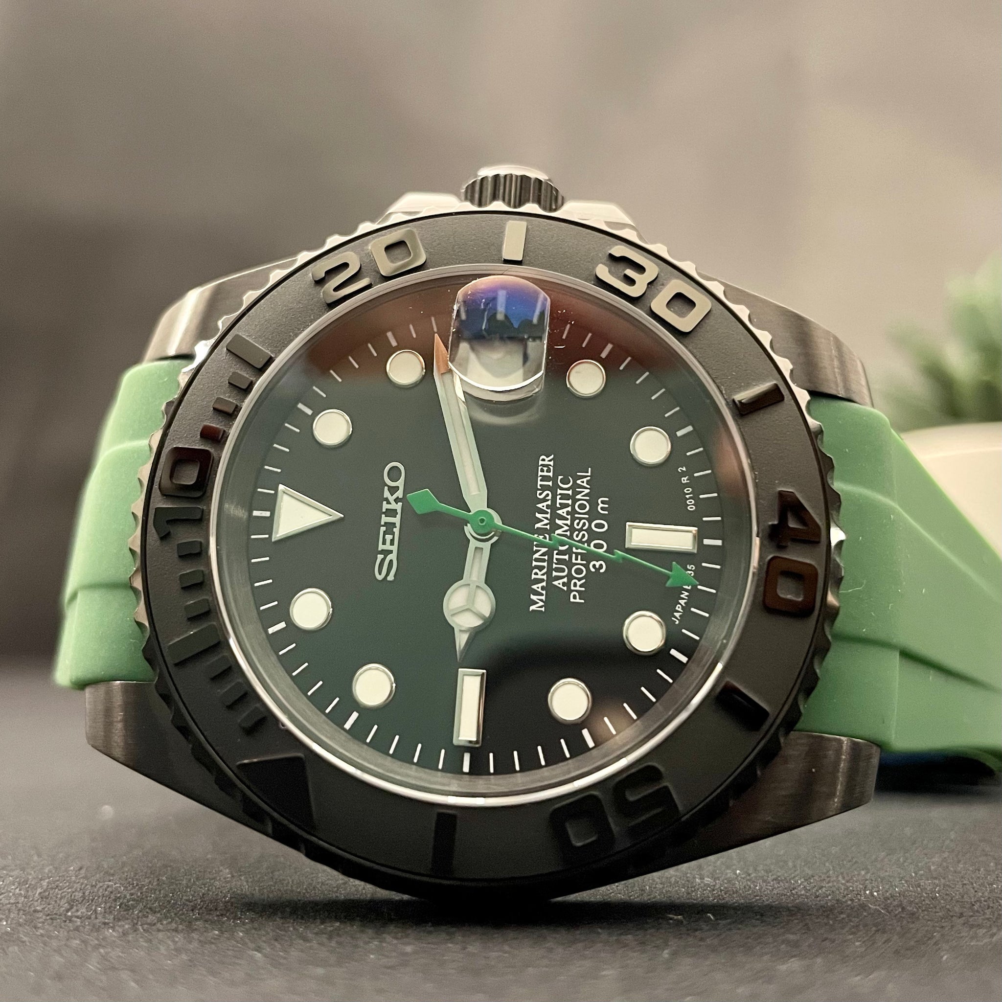 Custom Built Seiko Yachtmaster Style NH35 Automatic Watch Green – PS Watch Mods