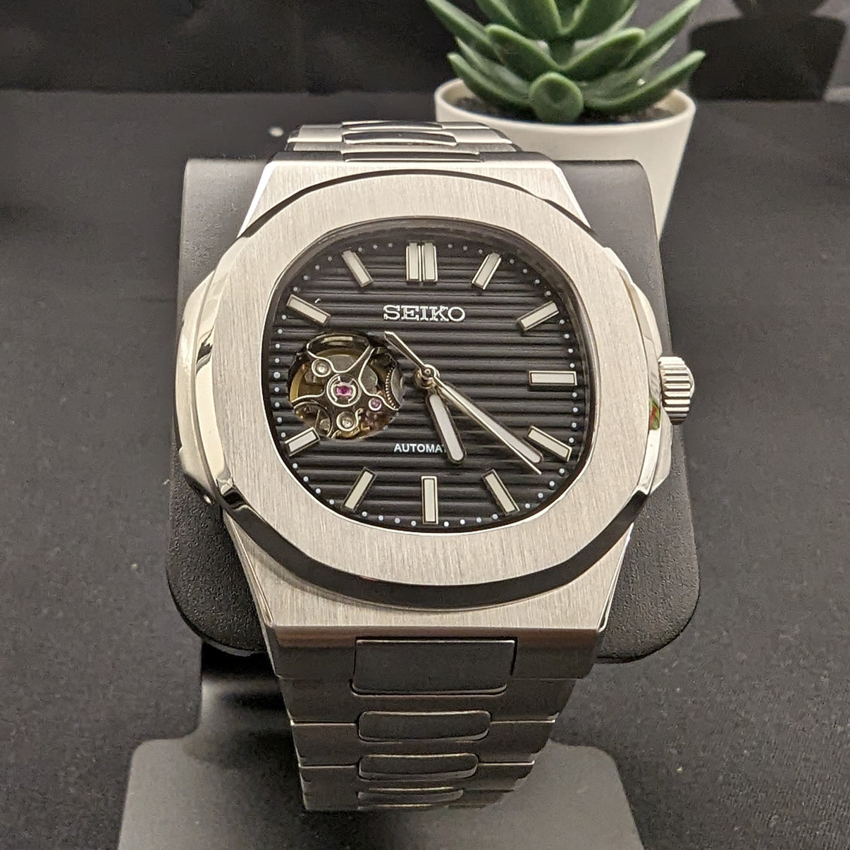 Custom SEIKO NH38 Nautilus Style Mens Automatic Watch NH35 – PS Watch Mods